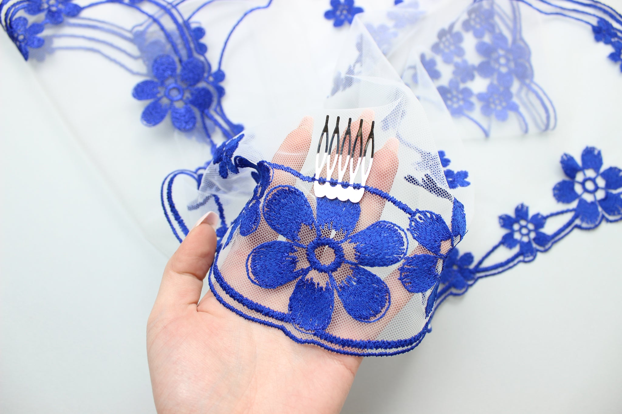 TRIANGLE BLUE MANTILLA – MariaVeils